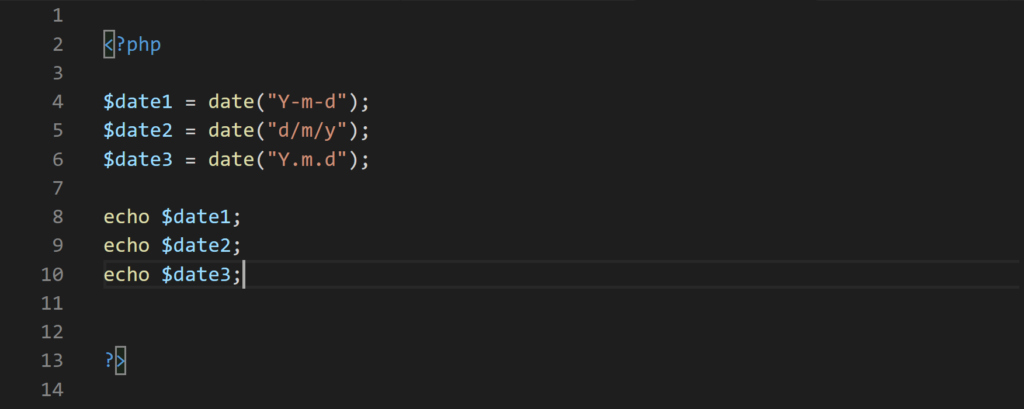 การใช้คำสั่ง date() เพื่อหาวันที่ปัจจุบัน PHP